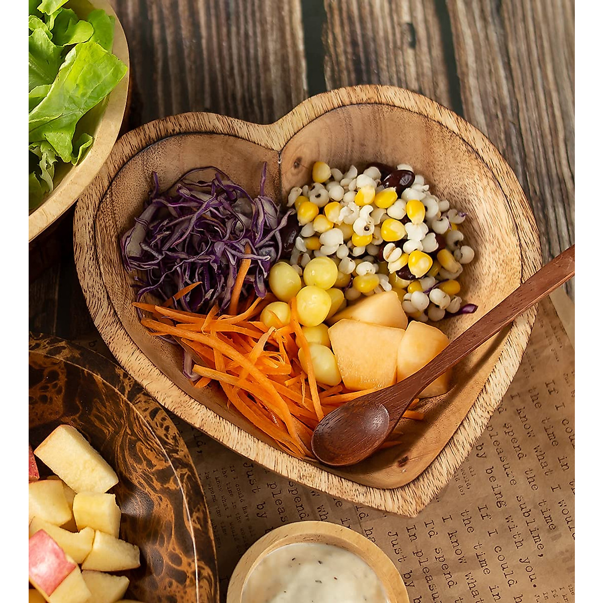 WitnyStore 8" Heart Shaped Bowl - Functional and Collectible Bowl - Handcrafted Wooden Bowl for Serving Candy Nuts Desserts Fruits or Accent Decor Gift for Any Occasion - 8" Brown