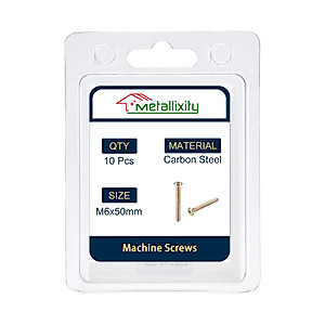 uxcell M6x50mm Furniture Screw Hex Socket Machine Screws Zinc Plated Fasteners Bolts Full Thread Carbon Steel 10Pcs