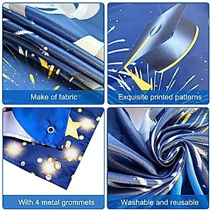 Graduation Backdrop 2024 Congrats Grad Banner Blue Gold Graduation Banner.Class of 2024 Graduation Decorations Photography Background.