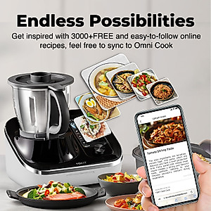 TOKIT Omni Cook C2 Chef Robot, Smart Cooking Machine - Slow Cooker, Stand Mixer, Chopper, Juicer, Blender, Sous-Vide, Knead, Sauté, Yogurt Maker, 3000+ Free Recipes, Weigh, 10 Speed, 95°F-356℉, 2.3QT