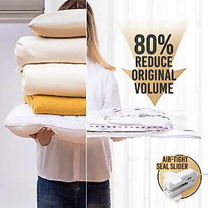 TAILI Long Side Zip - 8 Extra Large Vacuum Storage Bags for Bedding for Towels, Blankets, Pillows or Clothes-Space Saver Vacuum Seal Bags for Clothing Ideal Under Bed Storage Solution