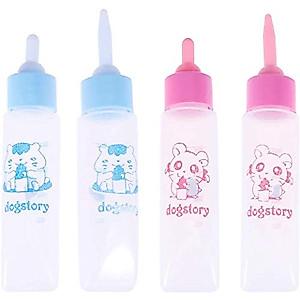 ISMARTEN Pet Milk Feeding Bottle Nurser Bottle Nursing Feeding Bottle Water Milk Feeder for Puppy Squirrel Kittens Hamster 4pcs