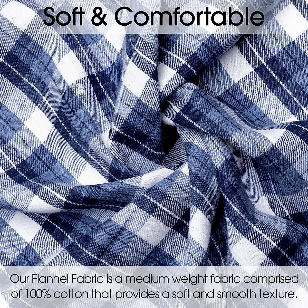 Pico Textiles 1 Yard - 100% Cotton Tartan Plaid Flannel Fabric - Sold by The Yard - Ideal for Shirts, Scarves, Pajamas & Receiving Blankets