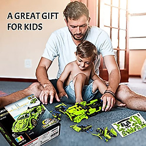 STEM Car Toy Building Toy Gift for Age 6 7 8 9 10 11 12 Year Old Kid Boy, 2in1 Pull-Back Racing Car Building Block Take Apart Toy, 490 Pcs DIY Building Kit, Learning Engineering Construction Toys