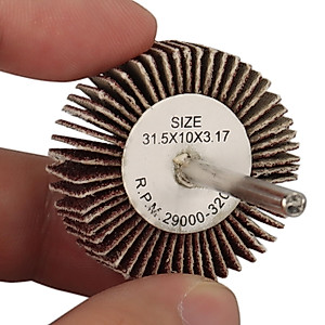 Rocaris 10 Pack Flap Wheel, 120 Grit for Rotary Tools，1/8 inch Shank (32X10X3)