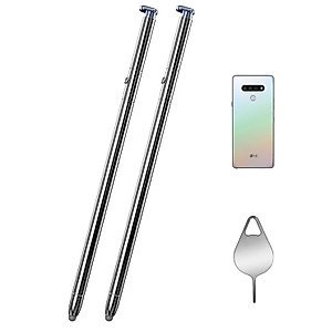 2PCS Stylo 6 Pen Touch Stylus Pen Replacement Part for LG Stylo 6 Stylus 6 Q730TM/AM/VS/MS/PS/CS/MA LCD Touch Pen Stylus Pen + Eject Pin (White Phone Pen)