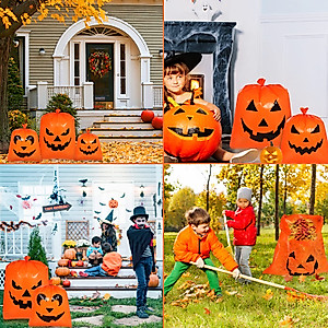 10Pcs Halloween Pumpkin Lawn Bags - Halloween Decorations Leaf Bags with 5 Designs, Halloween Party Favors Fall Halloween Trash Bags with Twist Ties for Yard Lawn Garden Halloween Decorations Outdoor
