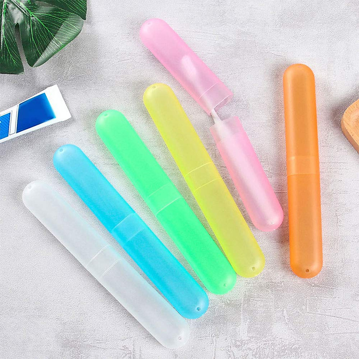 Travel Toothbrush Case,Portable Plastic Toothbrush Box Mixed Color Toothbrush Travel Holder Case Storage Cover(7 Pack)