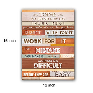 Inspirational Motivational Office Quotes Theme Canvas Wall Art for Office Studios School Dorm Wall Decor, Inspirational Motivational Living Room Bedroom Office Home Decor 11.5'' X 15''