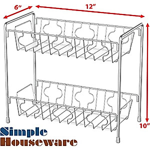 SimpleHouseware 2-Tier Spice Rack Kitchen Organizer Countertop Shelf, Chrome