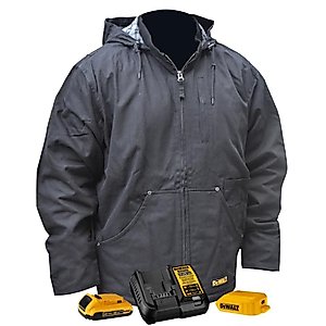 DEWALT Unisex Adult With 2.0ah Battery and Charger DEWALT Heated Heavy Duty Work Coat, Black, 2X US