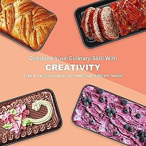 Herogo Non-Stick Loaf Pan, 9 x 5 Inch Stainless Steel Meatloaf Baking Pan for Baking Bread Meatloaf Brownie Lasagna, Black Rectangle Bread Loaf Pan for Homemade Bread, Oven Safe