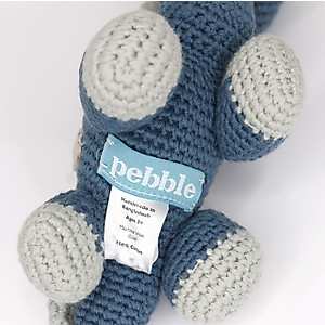 Pebble | Handmade Dinosaur - Blue | Organic Cotton | Crochet | Fair Trade | Pretend | Imaginative Play | Stegosaurus | Machine Washable