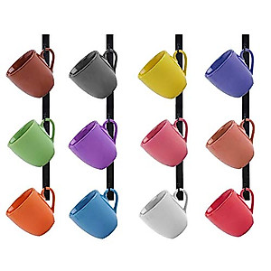 Coffee Mug Wall Rack - Metal Mug Racks for Wall - Wall Mug Rack - Coffee Cup Rack Wall Hanging Holder - Teacup and Mason Jar Hanger Display Holder - Hold a Dozen Cups and Mugs