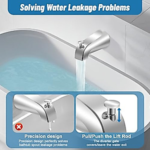 Slip on Tub Spout with Diverter, Compatible with Kohler GP85556 Bath Tub Spout, Bathroom Bathtub Faucet for 1/2" Copper Water Tube 5/8" Diameter, with 5/32" Hex Wrench (Polished Chrome)