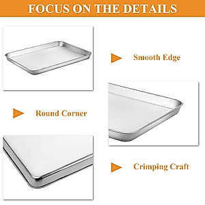 Stainless Steel Baking Sheet Set of 2, Deedro Cookie Sheet Metal Baking Pan Oven Tray, Non Toxic & Heavy Duty, Rust Free & Mirror Finish, Easy Clean & Dishwasher Safe, 12 x 10 x 1 Inch
