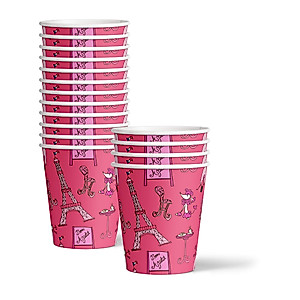 Pink Paris Birthday Party Supplies Set Plates Napkins Cups Tableware Kit for 16