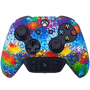 9CDeer Studded Protective Customize Transfer Printing Silicone Cover Skin Sleeve Case + 8 Thumb Grips Analog Caps for Xbox One/S/X Controller Paints Compatible with Official Stereo Headset