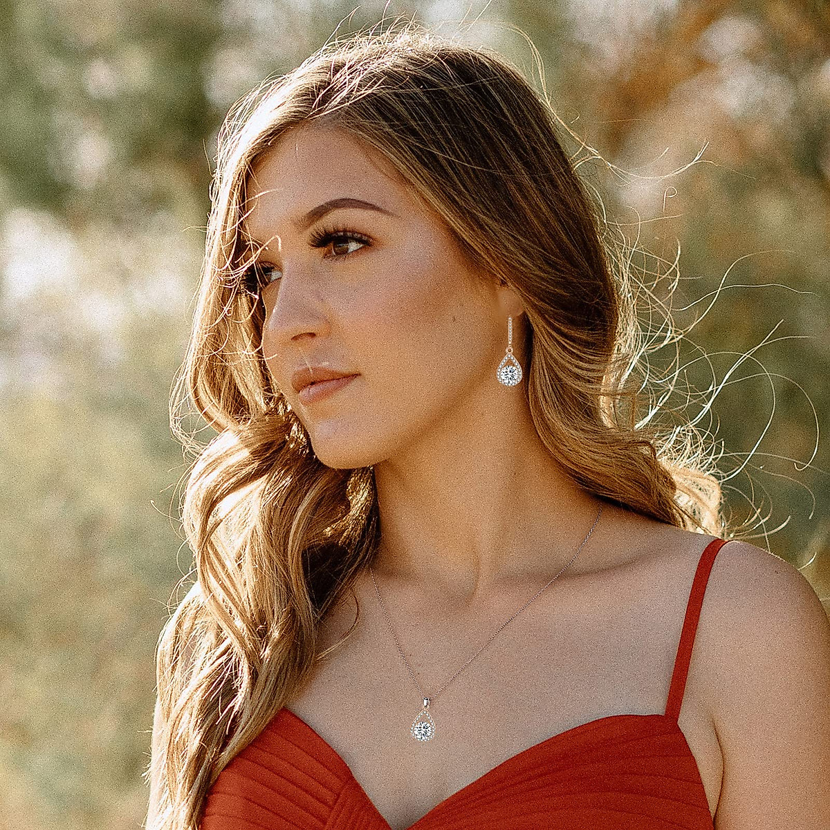 DHQH 4/6 Pairs Bridesmaids Proposal Gift Bridesmaids Earrings Classic Cubic Zirconia Teardrop Dangle Earrings for Women I Couldn’t Tie a Knot Without You Wedding Jewelry Gifts