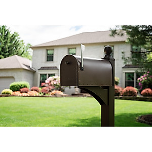 Architectural Mailboxes Edwards Galvanized Steel Post Mount Mailbox, Compatibility Code B, EM160VBAM, Bronze, Large Capacity