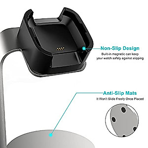 Kmasic Charger Stand Compatible with Fitbit Versa/Fitbit Versa Lite, Portable Magnetic Charging Dock Station Replacement USB Charger Cable Cord for Fitbit Versa/Fitbit Versa Lite, Black