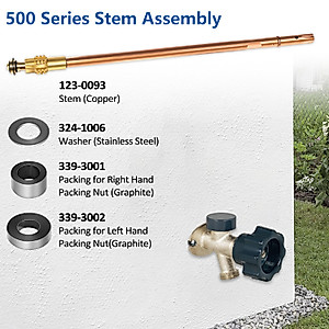 123-0093 Stem Assembly Replacement for Prier 500 Series Mansfield Style Wall Hydrants, 12-inch Overall Length | 8-inch Sillcock ASFP