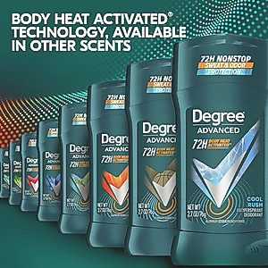 Degree Men Antiperspirant Deodorant Cool Rush 12 Count 72-Hour Sweat and Odor Protection Antiperspirant For Men With Body Heat Activated Technology 2.7 oz