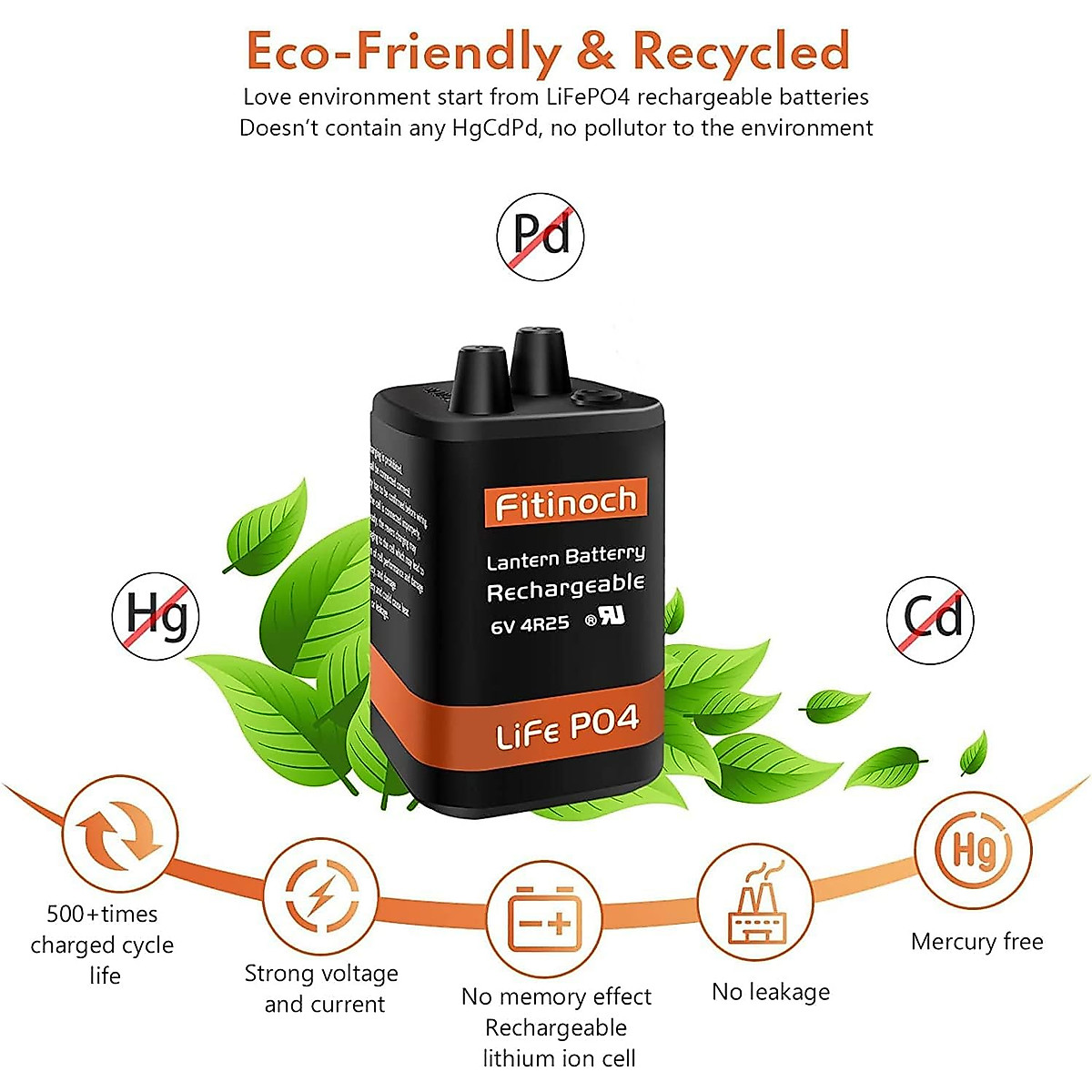 Fitinoch Rechargeable 6 Volt 4.5AH Lantern Battery with Charger ...