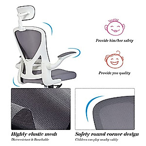 Dedeo Ergonomic Office Chair, Home Office Computer Chair, High Back Mesh Desk Chair with Adjustable Lumbar Support and Headrest, Tilt Function, Thick Seat Cushion Breathable Mesh Computer Chair