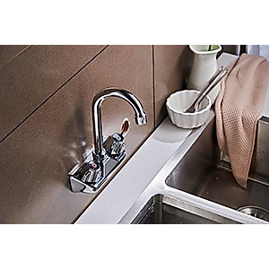 Kitchen Faucet Wall Mount Commercial Hand Sink Faucet Kitchen Utility Laundry Centerset Swivel Gooseneck Spout 2 Dual Handle Restaurant Chrome Mixer Tap NSF