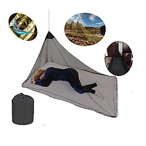 Mosquito Net for Single Camping Bed Blanket High Density Net for Travel Camping Fishing Hiking wiht 4 Pegs & a Carrying Bag Included (Color Black)