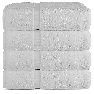 Chakir Turkish Linens 100% Cotton Premium Turkish Towels for Bathroom | 27'' x 54'' (4-Piece Bath Towels - White)