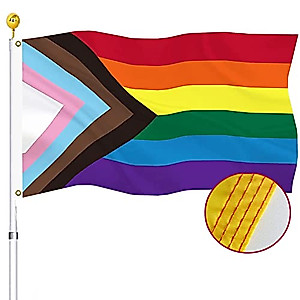 Progress Pride Rainbow Flag 3x5 Outdoor All Inlcusive Progressive Pride 100D Bisexual LGBTQ Non Binary Lesbian Gay Transgender Prides Proculsexual Flags