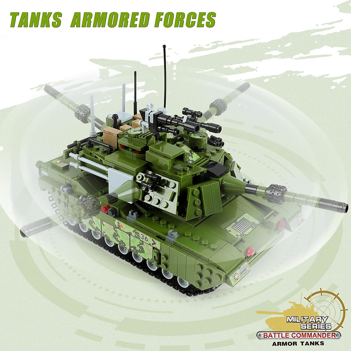 City War Military Tank Building Blocks Set, 6-in-1 Army Armored Force Construction Kit with Vehicles, Airplane, Boat, Creative Roleplay STEM Toy Gift for Kids, Boys Girls Ages 6+ (952 Pieces)