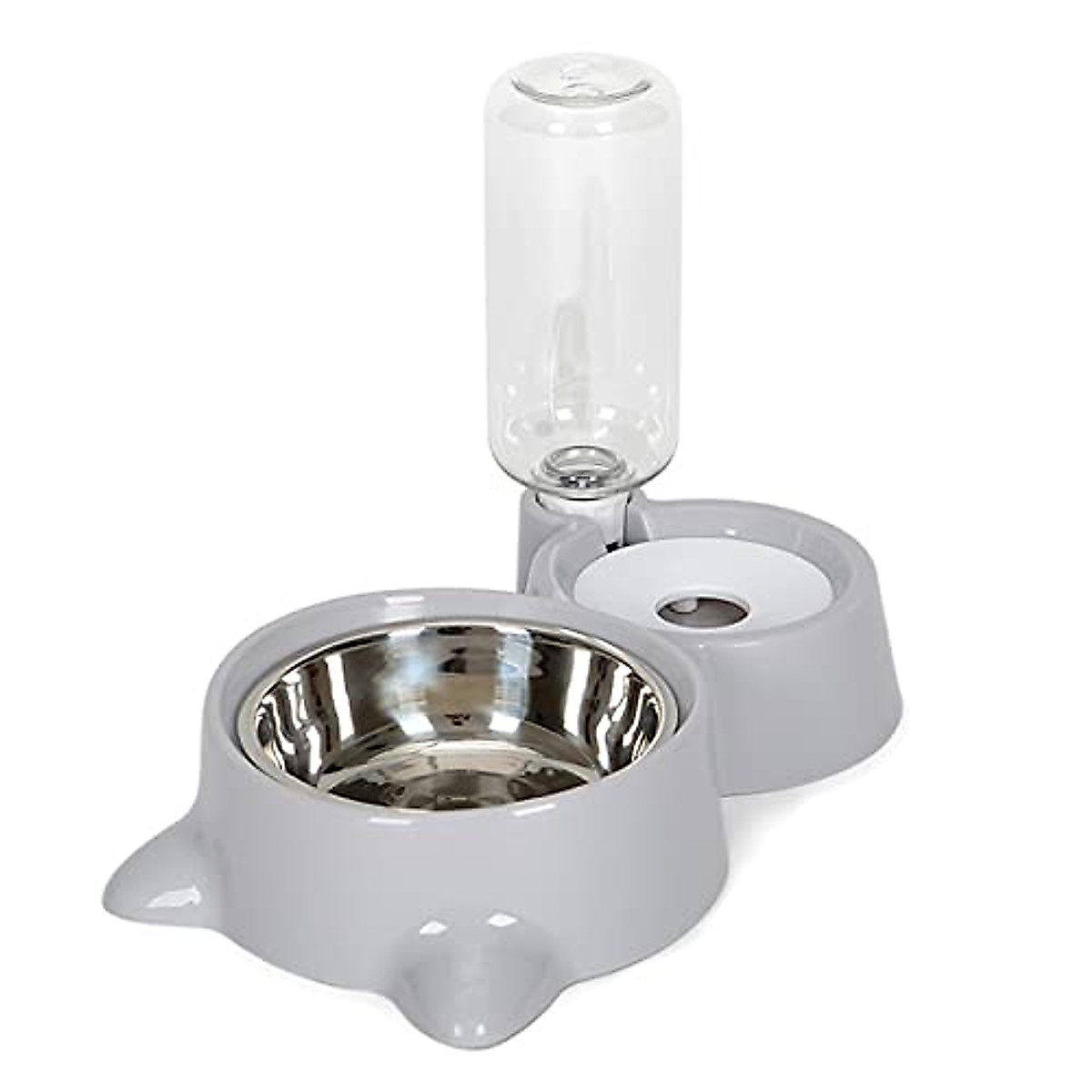 FUUIE Bowls for Food and Water Automatic Pet Cat Dog Feeder Bowls Water Dispenser Kitten Drinking Bowl Dogs Feeder Food Dish Stainless Steel Pet Bowl Goods (Color : Gray)