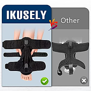 IKUSELY Upgrade Plantar Fasciitis Night Splint, Plantar Fasciitis Relief Brace, 3 Adjustable Straps Plantar Fasciitis Night Splint Relief Plantar Fasciitis, Foot Drop, Achilles Tendonitis, Day&Night (Black) (Black)
