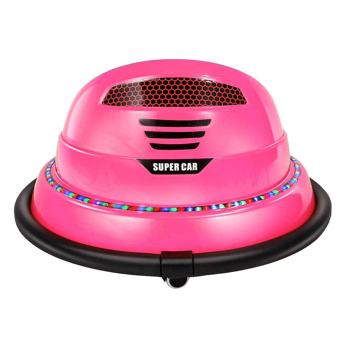 Electric Ride On Bumper Car Kids 12V 3-Speeds for Toddlers, 1.5-8 Years Old Baby Bumping Toy Cars, DIY Sticker Baby Toy Gifts, Remote Control, Bluetooth, 360 Spin ASTM-Certified Pink