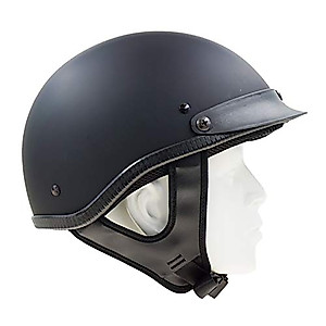 Wheeling Motorcycle Bike Biker ATV Visor Half Open Face Helmet DOT Approved Model 204 (Flat Balck Medium)