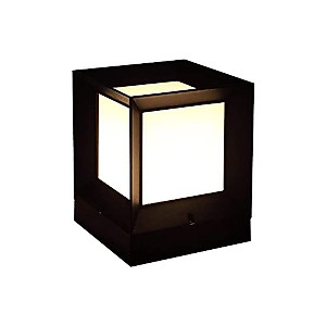 MODEBHD Modern Black Outdoor IP54 Waterproof Landscape Column Light Energy Saving Rustproof Die-cast Aluminum Patio Post Light Square Fence Guardrail Doorway Porch Pillar Lamp Traditional Landscape Li