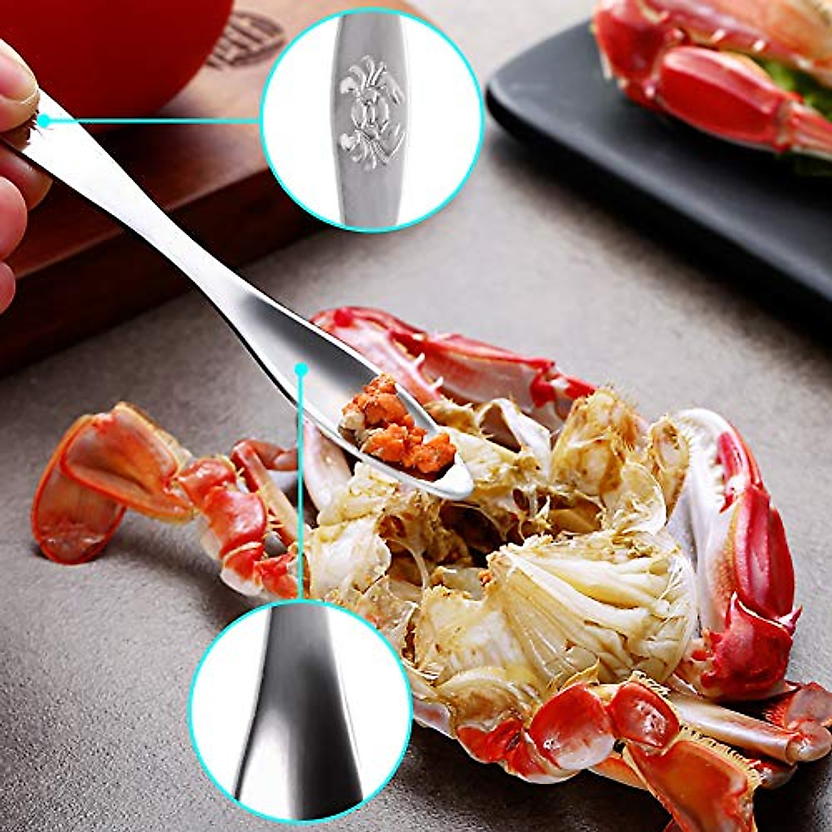 14-piece Seafood Tools Set includes 4 Crab Crackers, 4 Lobster Shell knife, 4 Crab Leg Forks, Seafood Scissors & Storage Bag - Nut Cracker Set