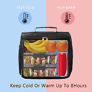 Adult Lunch Boxes For Men Heavy Duty Insulated Freezable Lunch Bags For Women Work Large Hard Lunch Pail As Thermal Thermos Tote Cooler (Dark Black, Medium)
