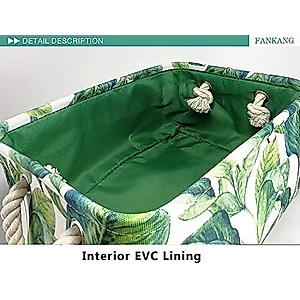 FANKANG Rectangular Laundry Basket Nursery Storage Fabric Storage Bin Storage Hamper,Book Bag,Gift Baskets (Green plant)