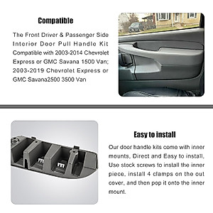 3mirrors Interior Door Pull Handle Front Driver & Passenger Side Armrest Handle Compatible with 2003-2019 Chevrolet Express or GMC Savana 1500 2500 3500 Van (Gray)