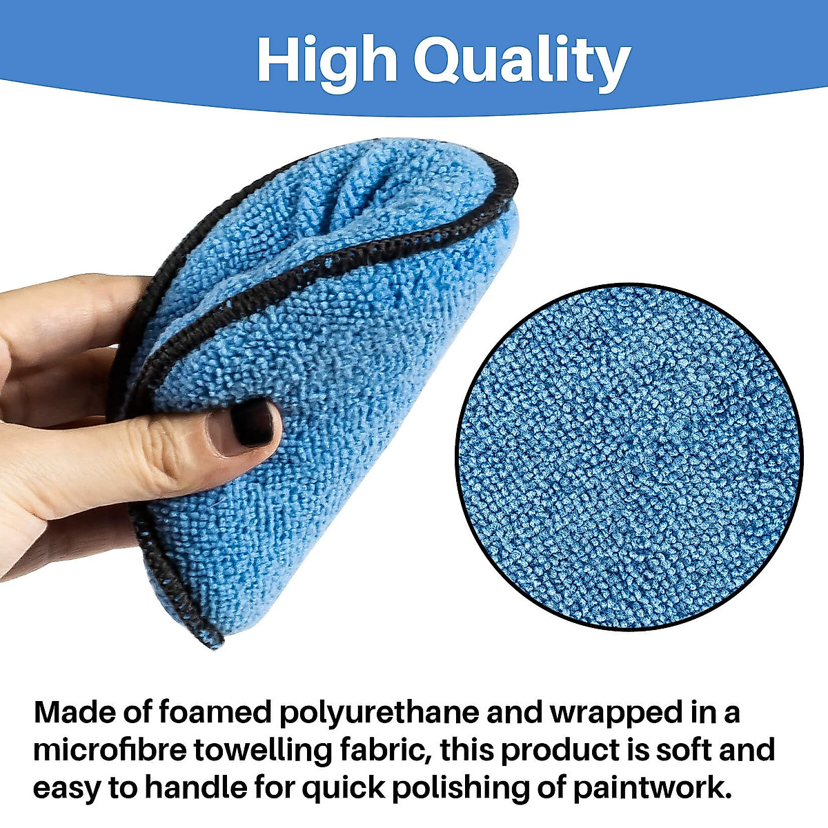 Sukh 12 Pack Microfiber Foam Car Wax Applicator Pad - Foam Applicator Pads Detailing Round 4.72 inch Polishing Sponges for Car Wax Applicator Pad Round Blue