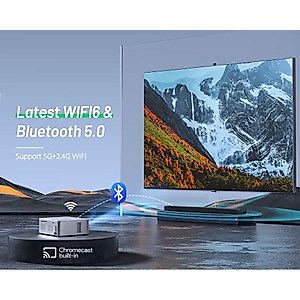 4K Support Android TV 10.0 Projector 5G WiFi Bluetooth Native 1080P, CIBEST Full-Sealed Optical Engine Home Movie FHD Projector with Netflix/Prime Video Built-in, 8000+ Apps, Autofocus, Stereo Sound