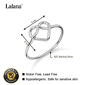 Lalana Open Wirework Sterling Silver Heart Knot Celtic Love Cross Hypoallergenic Ring | Small Dainty Jewelry for Women (6)