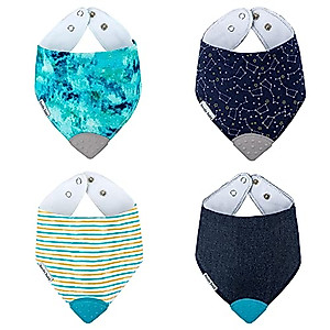 Bazzle Baby Bandana Bib Teething Bibs with teether corners for Natural Teething Relief Cotton & Fleece Soak Up Drool (Tie Dye)