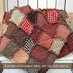Red & Khaki 1 Cotton Homespun Plaid Fabric by JCS - Sold by The Yard