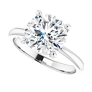 925 Silver, 10K/14K/18K Solid Gold Moissanite Engagement Ring, 3.0 CT Round Cut Handmade Solitaire Ring, Diamond Wedding Ring for Women/Her Anniversary Proposes Gift, VVS1 Colorless