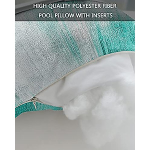 Recliner Head Pillow Ledge Loungers Chair Pillows with Insert Aqua Green Abstract Lines Geometric Art Modern Lumbar Pillow with Adjustable Strap Outdoor Waterproof Patio Pillows for Beach Pool, 2 PCS